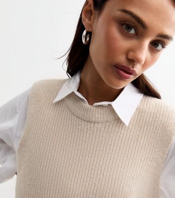 Cream Long Soft Knit Jumper Vest | New Look