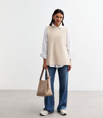 Cream Long Soft Knit Jumper Vest | New Look
