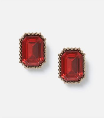 Freedom Red Gemstone Stud Earrings | New Look