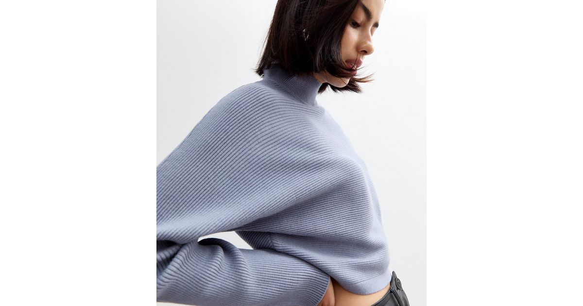 Blue Rib Knit Crop Jumper | New Look