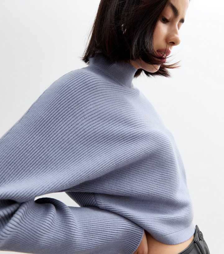 Blue Rib Knit Crop Jumper | New Look