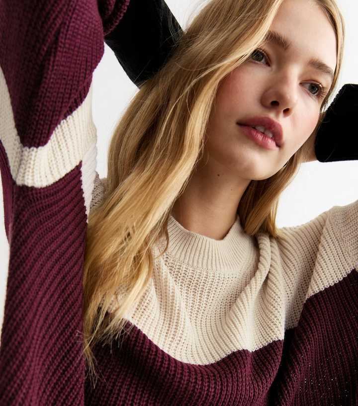 Red Colour Block Split Hem Jumper | New Look
