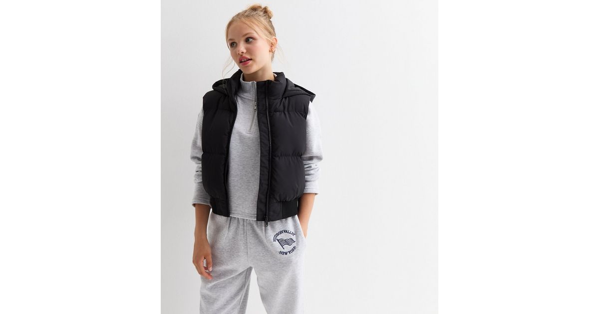 Girls Black Hooded Puffer Gilet | New Look