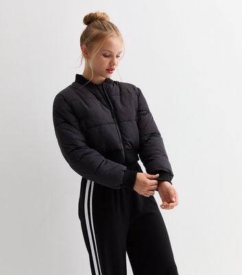 Girls Black Crop Puffer Jacket | New Look