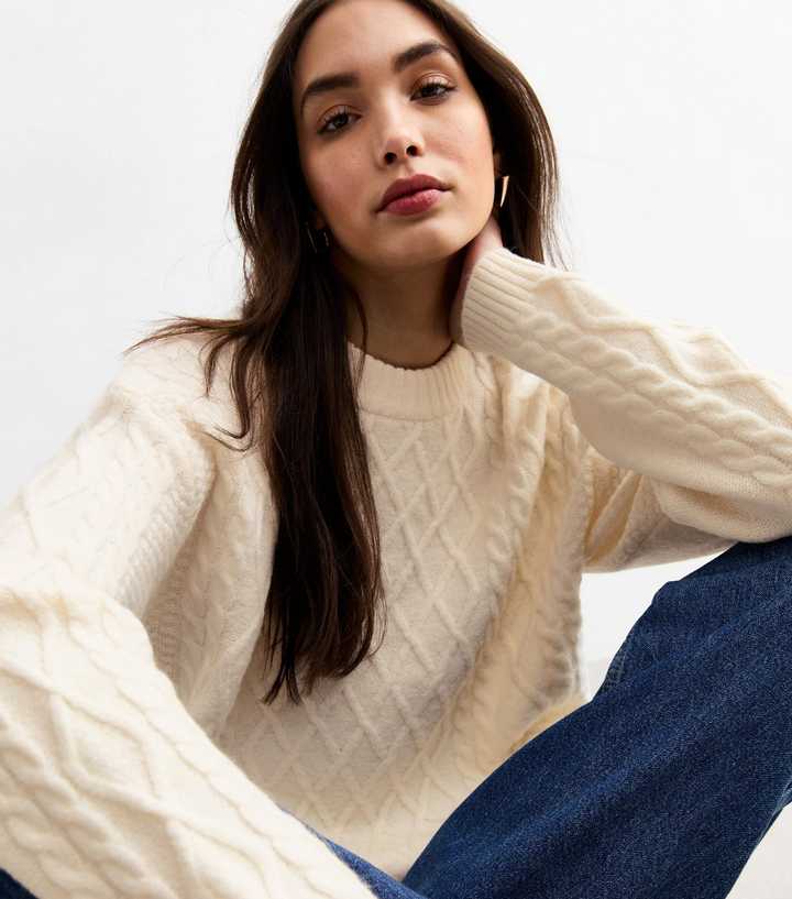 Cream Cable Knit Jumper | New Look