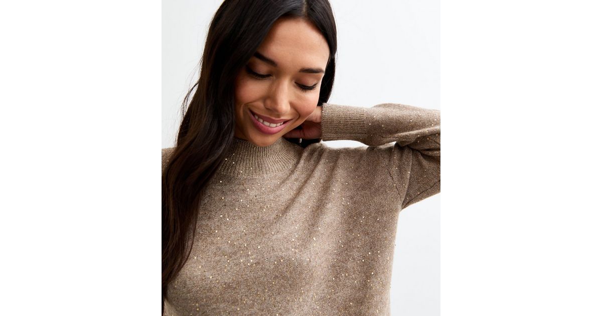 Mink Sequin Embellished Knitted Jumper | New Look