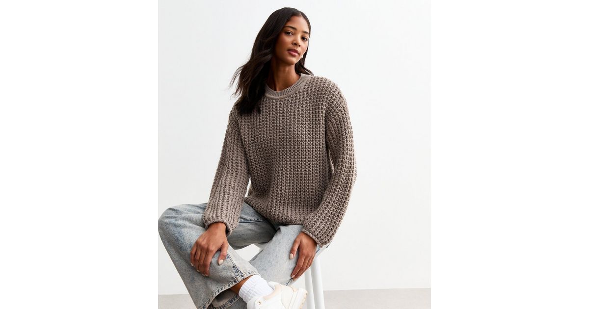 Mink Moss Stitch Crew-Neck Jumper | New Look