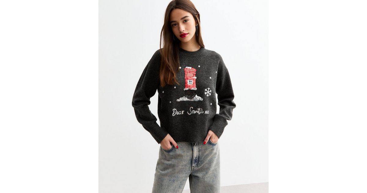 Grey Christmas Soft Knit Dear Santa Jumper | New Look