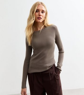 Mink Rib Knit Crew Neck Jumper | New Look