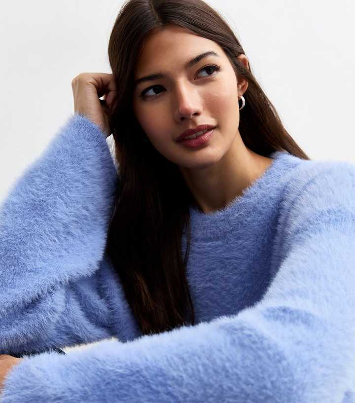 Light Blue Fluffy Jumper | New Look