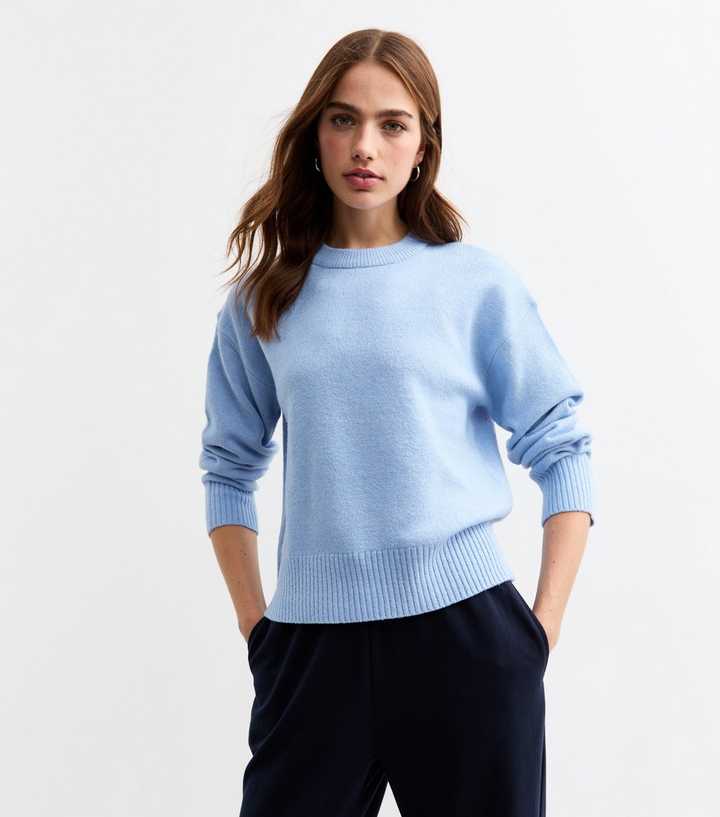 Light Blue Soft Midweight Knit Crew Neck Jumper | New Look