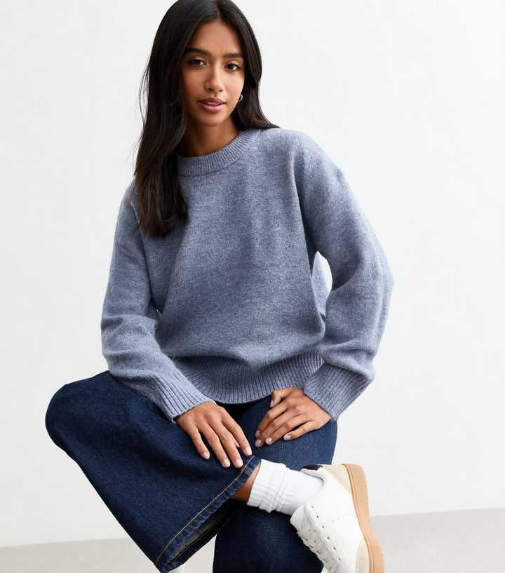 Petite Blue Soft Knit Crew Neck Jumper | New Look