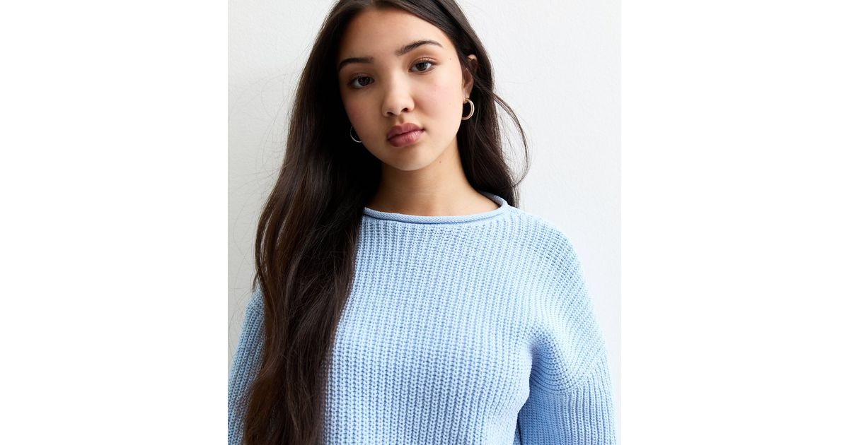 Girls Blue Chunky Knit Jumper | New Look