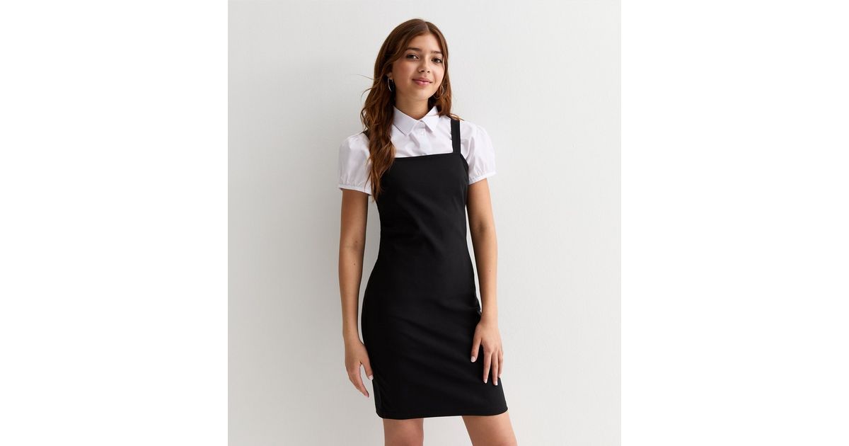 Girls Black School Pinafore Dress | New Look