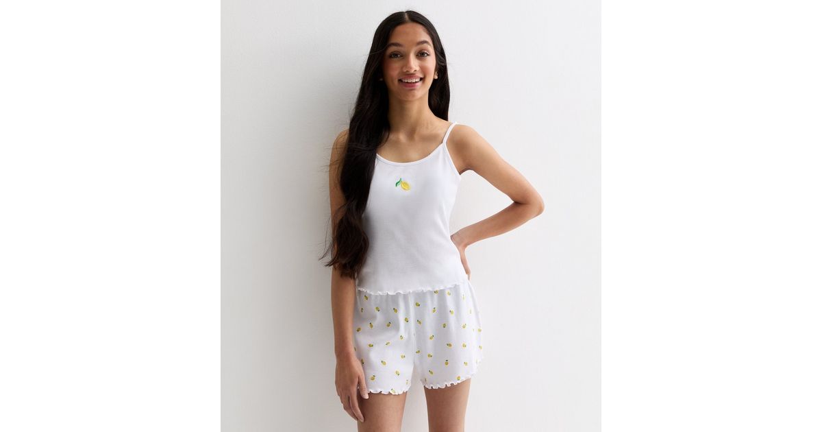 Girls White Lemon Print Short Pyjama Set | New Look