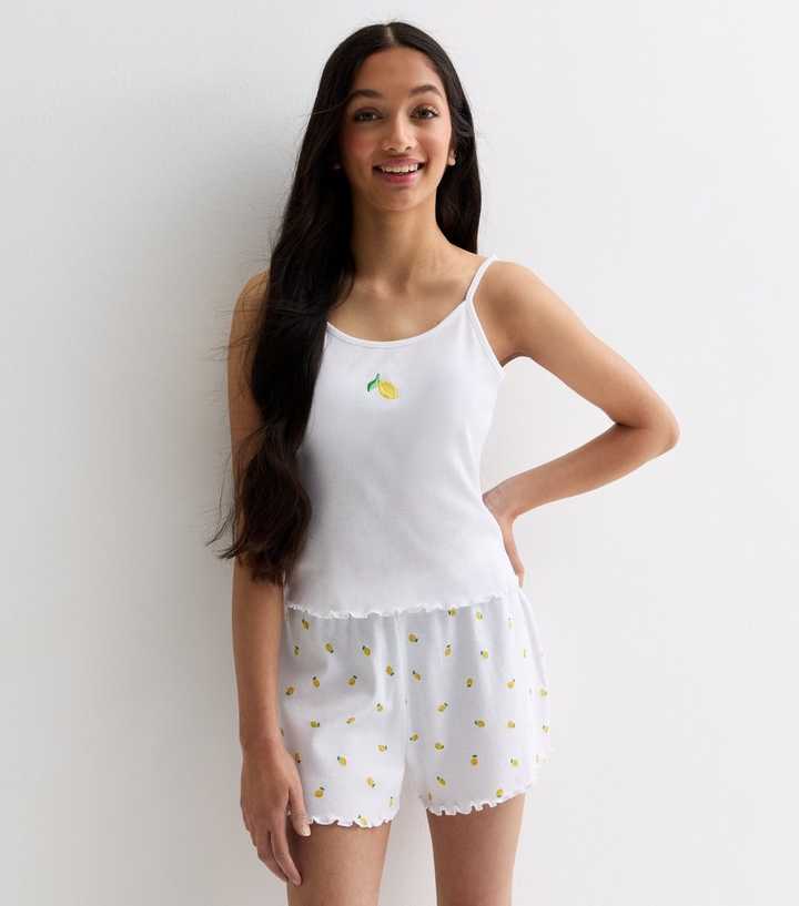 Girls White Lemon Print Short Pyjama Set | New Look