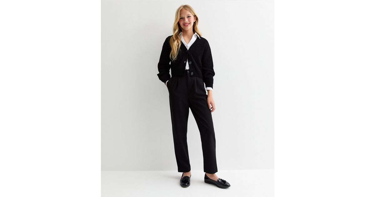 Girls Black Straight Leg School Trousers | New Look