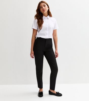 Girls Black Folded Leg School Trousers | New Look