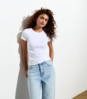 White Ribbed Crew Neck Top | New Look