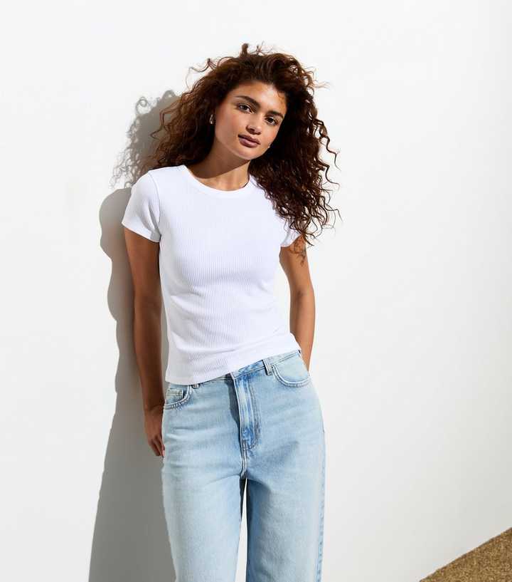 White Ribbed Crew Neck Top | New Look