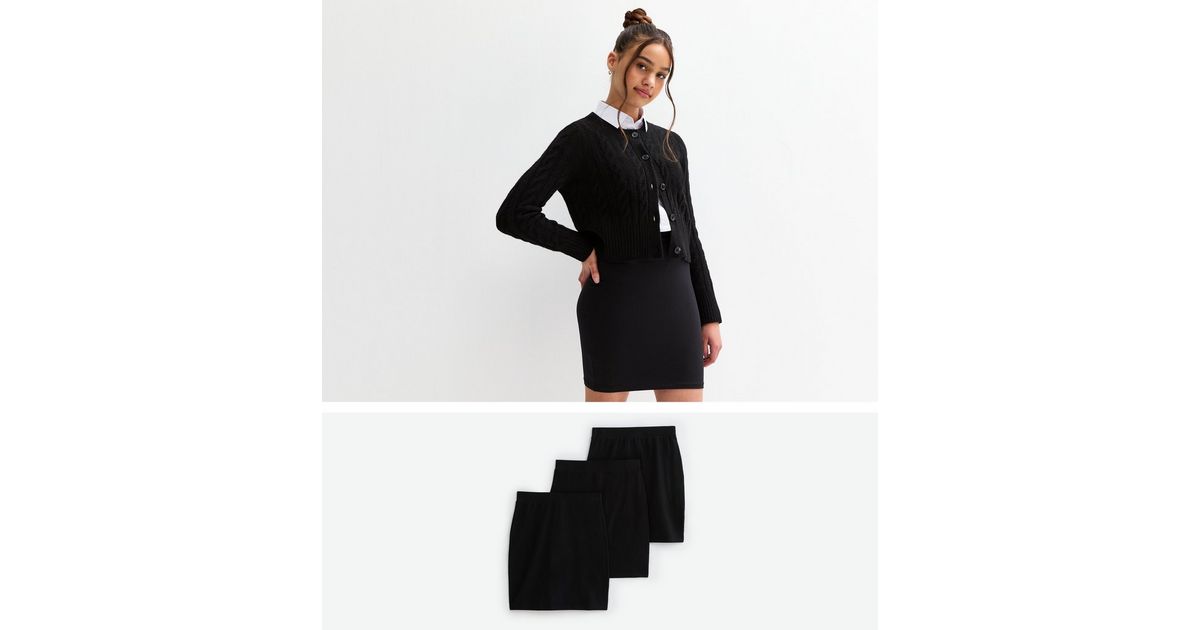 Girls 3 Pack Of Black Jersey School Tube Skirts New Look