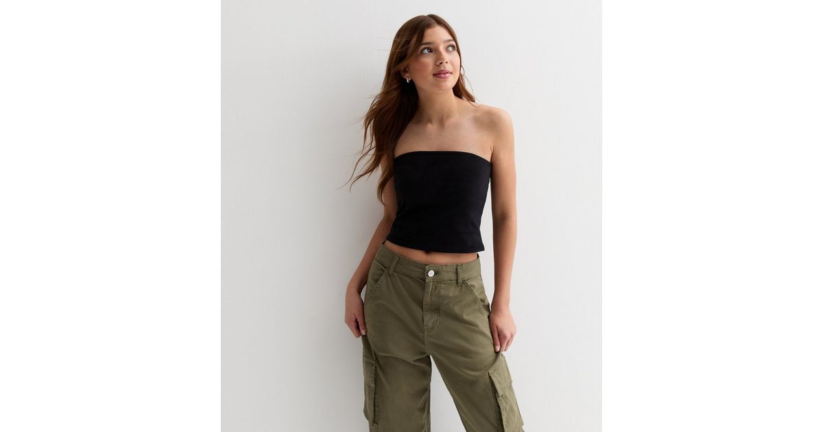 Girls Black Bandeau Crop Top | New Look