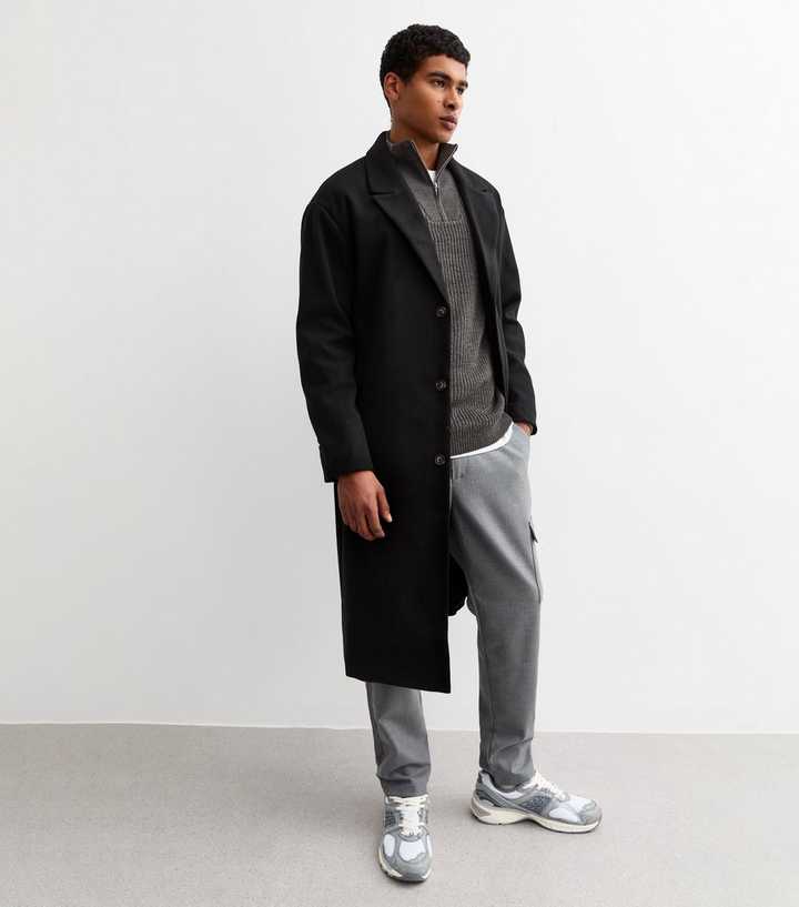 Black Relaxed Lined Longline Tailored Coat | New Look