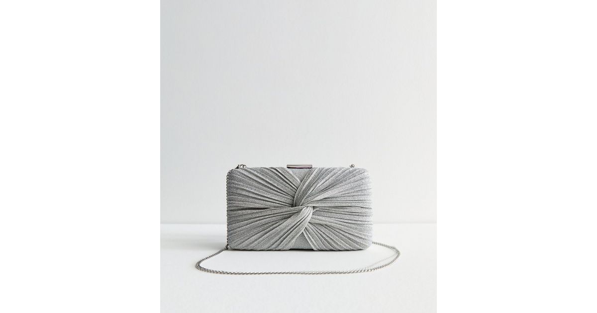 Silver Glitter Boxy Clutch Bag | New Look
