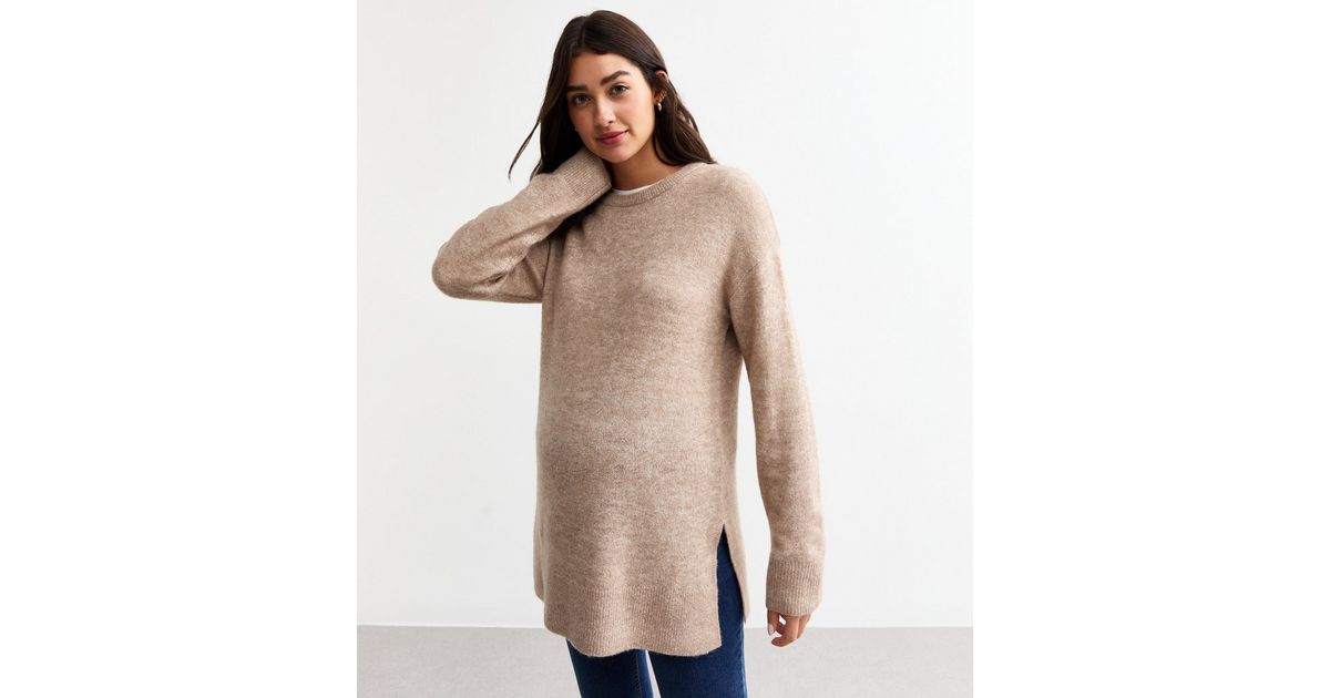 Maternity Mink Side Slit Longline Jumper | New Look