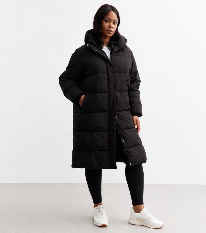 Curves Black Long Sleeve Puffer Jacket | New Look