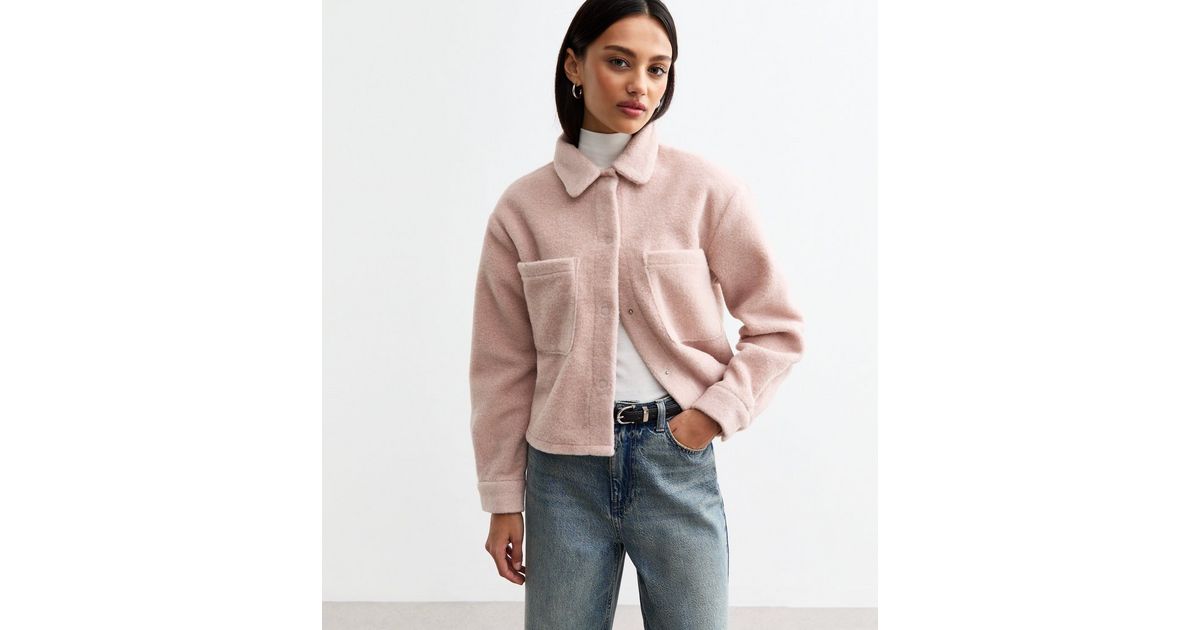 Pink Textured Cropped Shacket | New Look