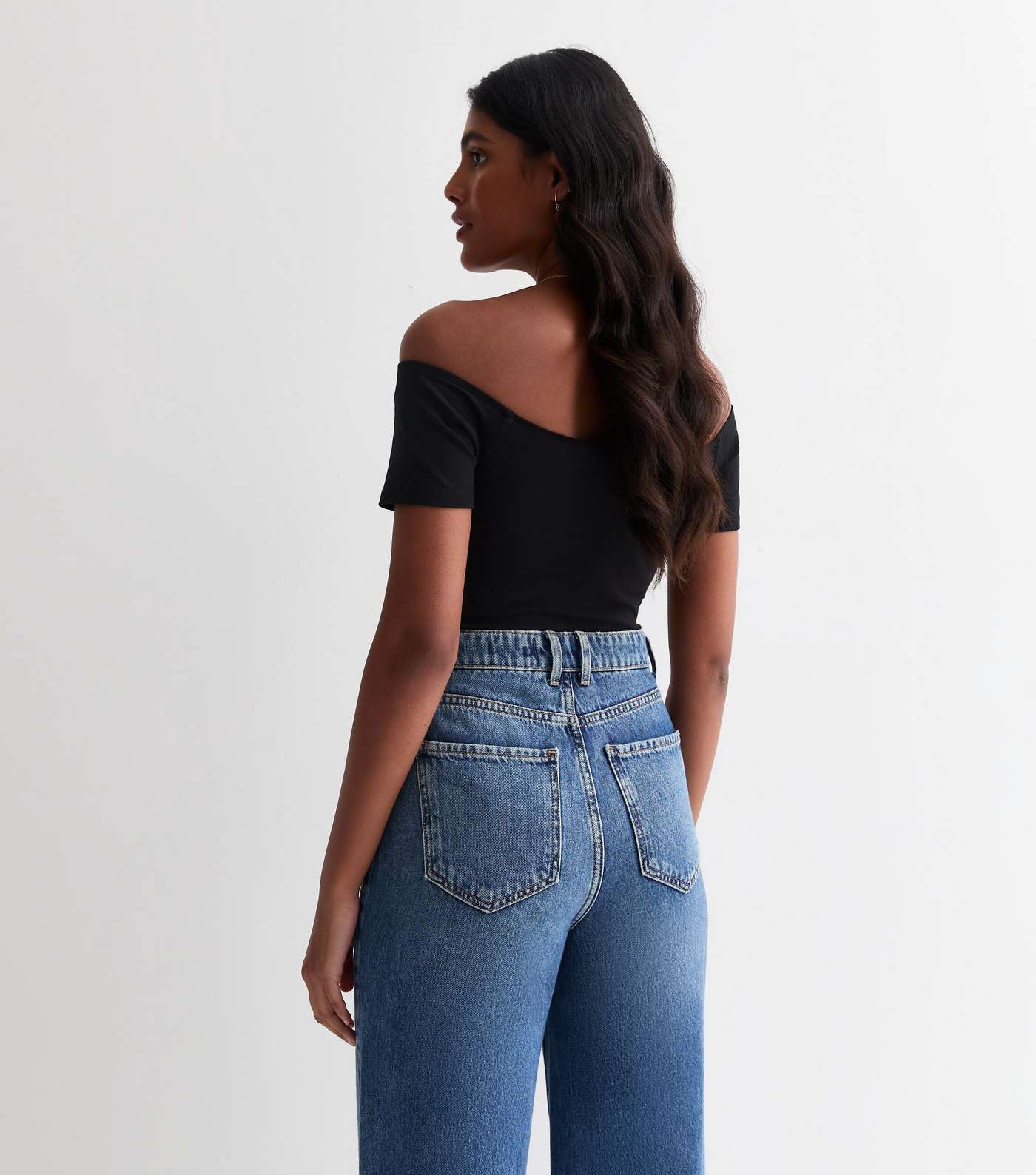 Black Ruched Front Bardot Bodysuit New Look