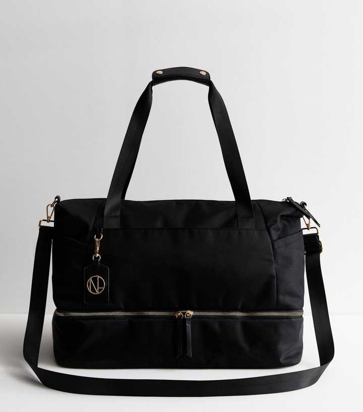 Black Zip Base Weekend Bag | New Look