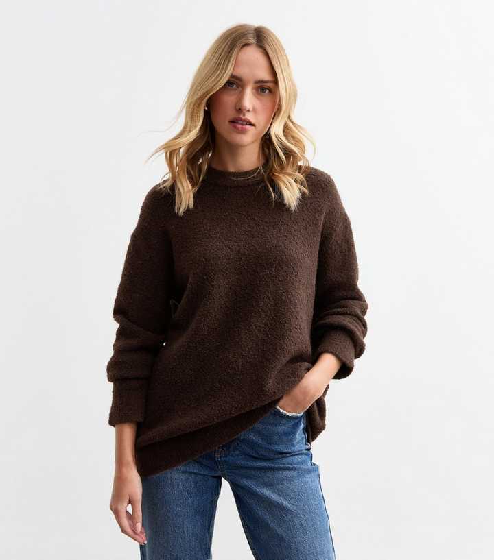 Brown Teddy Texture Knit Jumper | New Look