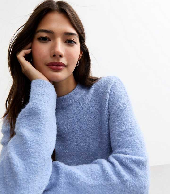 Blue Teddy Texture Knit Jumper | New Look
