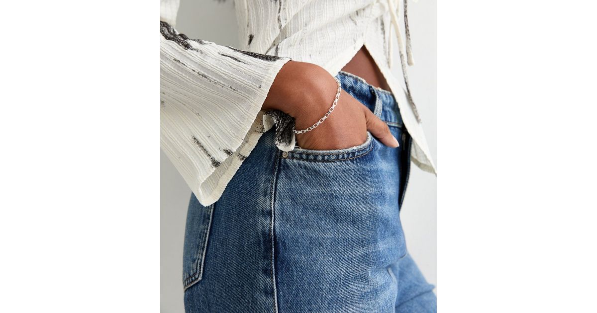 Silver Rectangle Link Chain Bracelet | New Look
