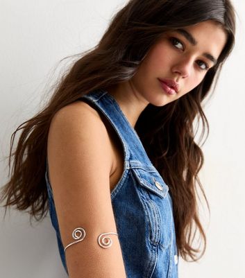 Silver Skinny Wire Spiral Arm Cuff | New Look