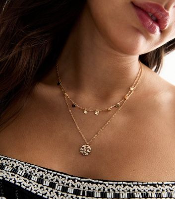 Disc charm layered necklace store