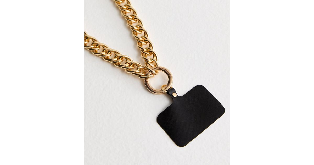 Gold Chunky-Chain Crossbody Phone Strap | New Look