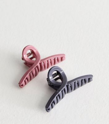 2 Pack Multicoloured Shiny Swirl Hair Claw Clips | New Look