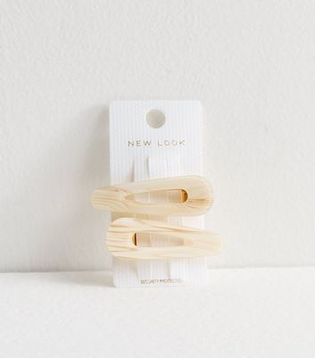 2 Pack Cream Resin Hair Clips | New Look