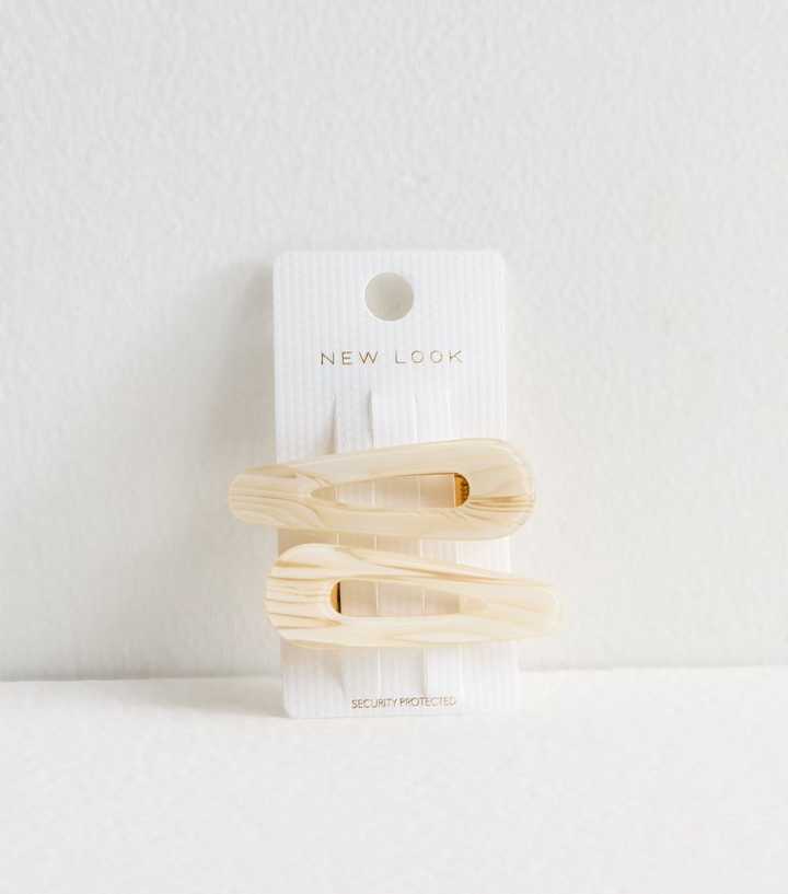 2 Pack Cream Resin Hair Clips | New Look