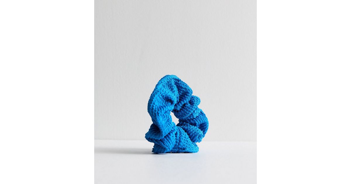 Bright Blue Textured Scrunchie | New Look