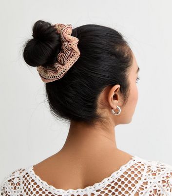 Multicoloured Crochet Scrunchie | New Look