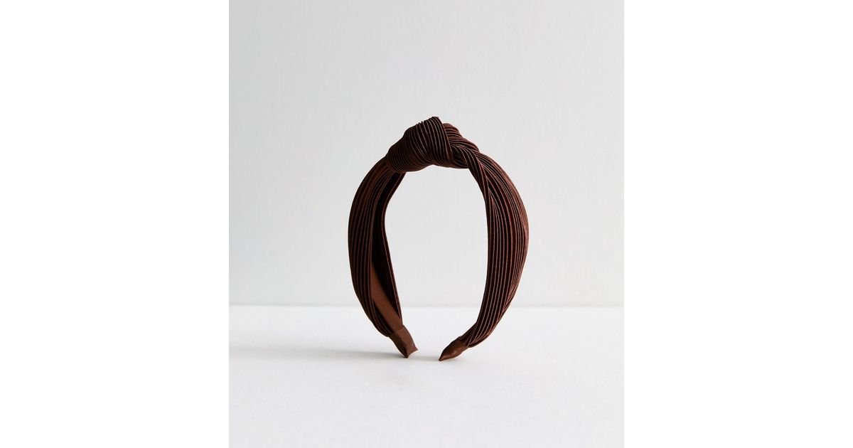 Rust Plisse Knot Headband | New Look