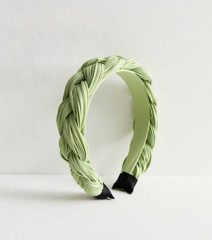 Light Green Plisse Plaited Headband | New Look