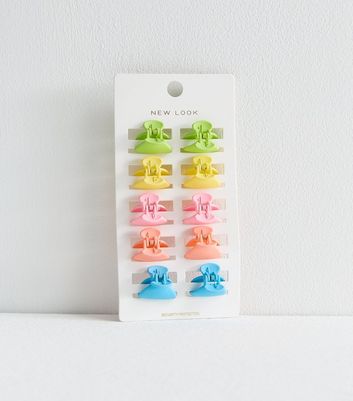 10 Pack of Pastel Mini Hair Claw Clips | New Look