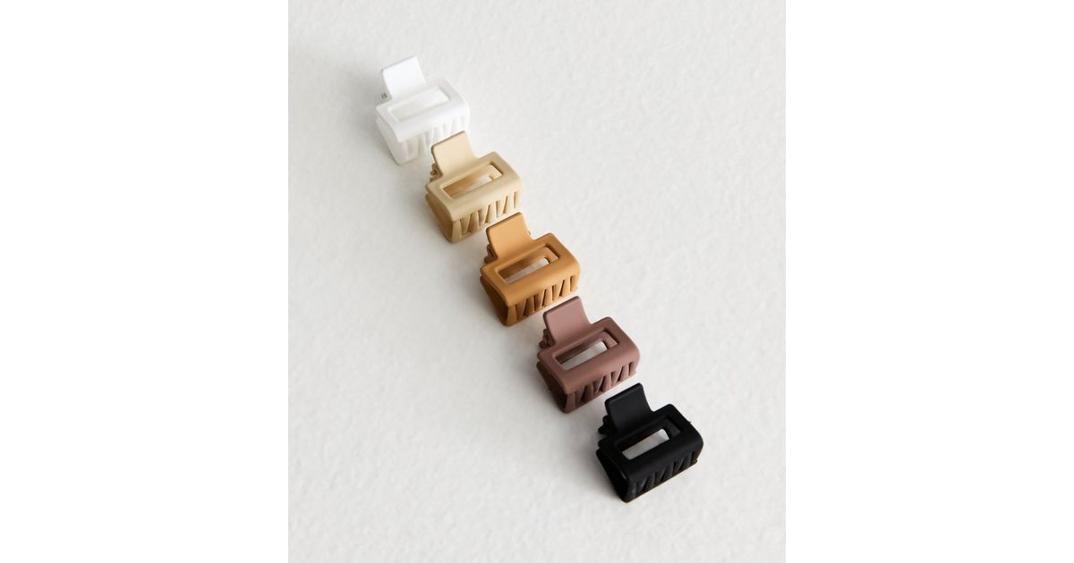 10 Pack Multicoloured Matte Mini Hair Claw Clips | New Look