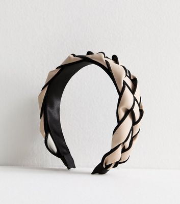 Cream Leather-Look Plaited Headband | New Look