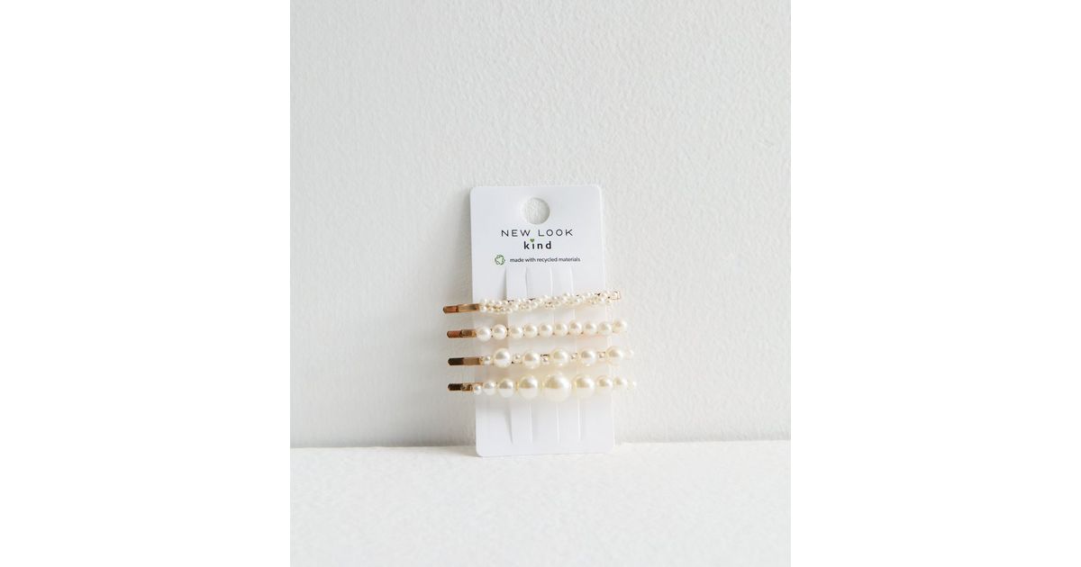 Gold 4 Pack Faux Pearl Slide Hair Clips | New Look